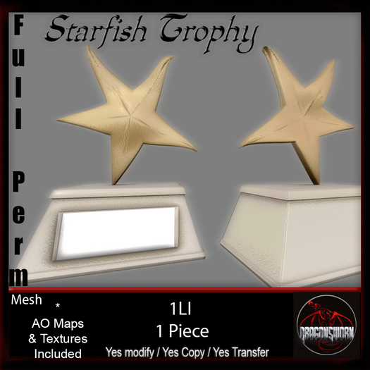 Second Life Marketplace - Full Perm Star Fish Trophy